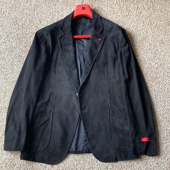 Isaia | Suits & Blazers | Nwot Isaia Napoli Black Lamb Suede Blazer ...